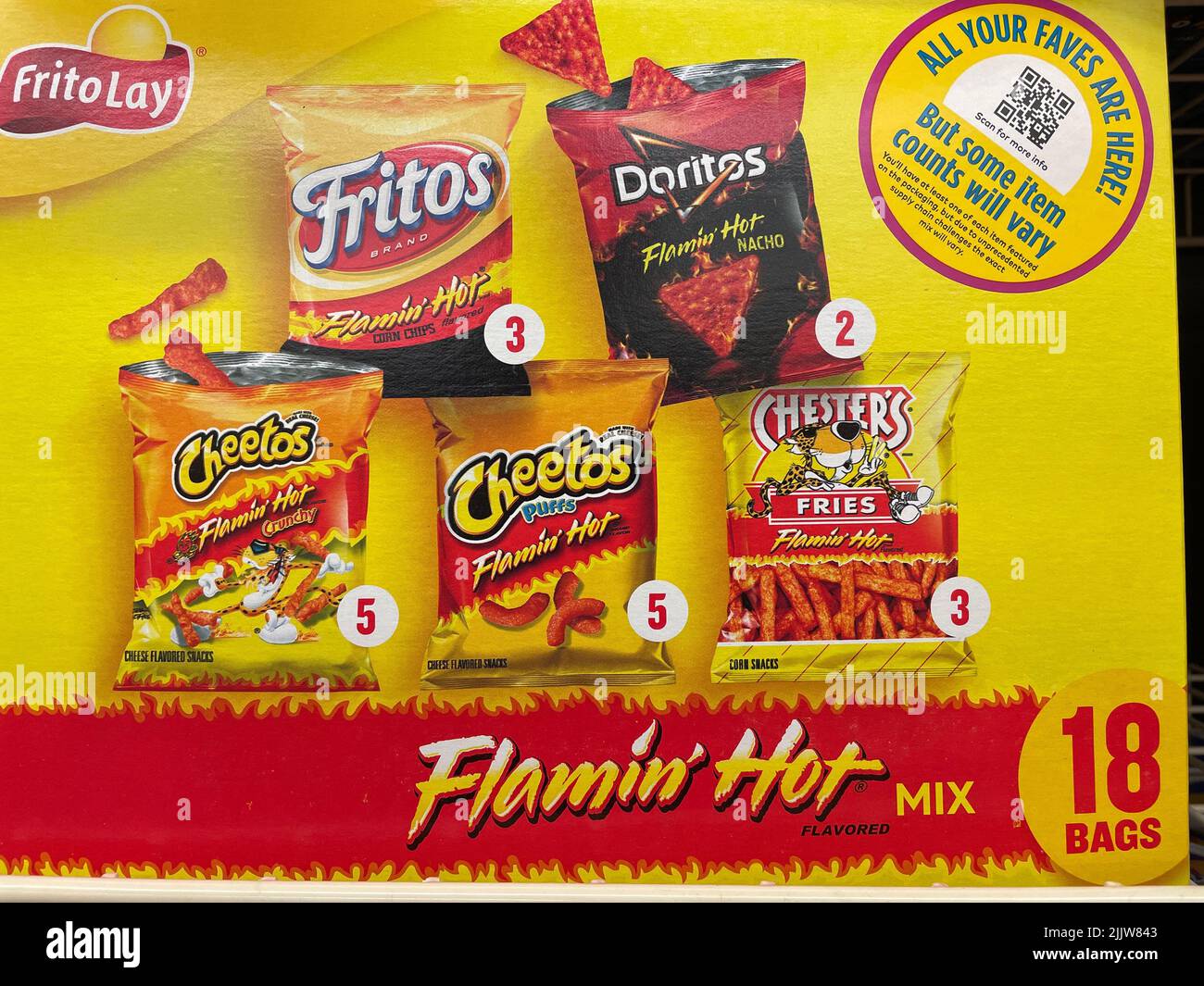 Grovetown, Ga USA - 05 04 22: Retail store flammin hot variety box ...