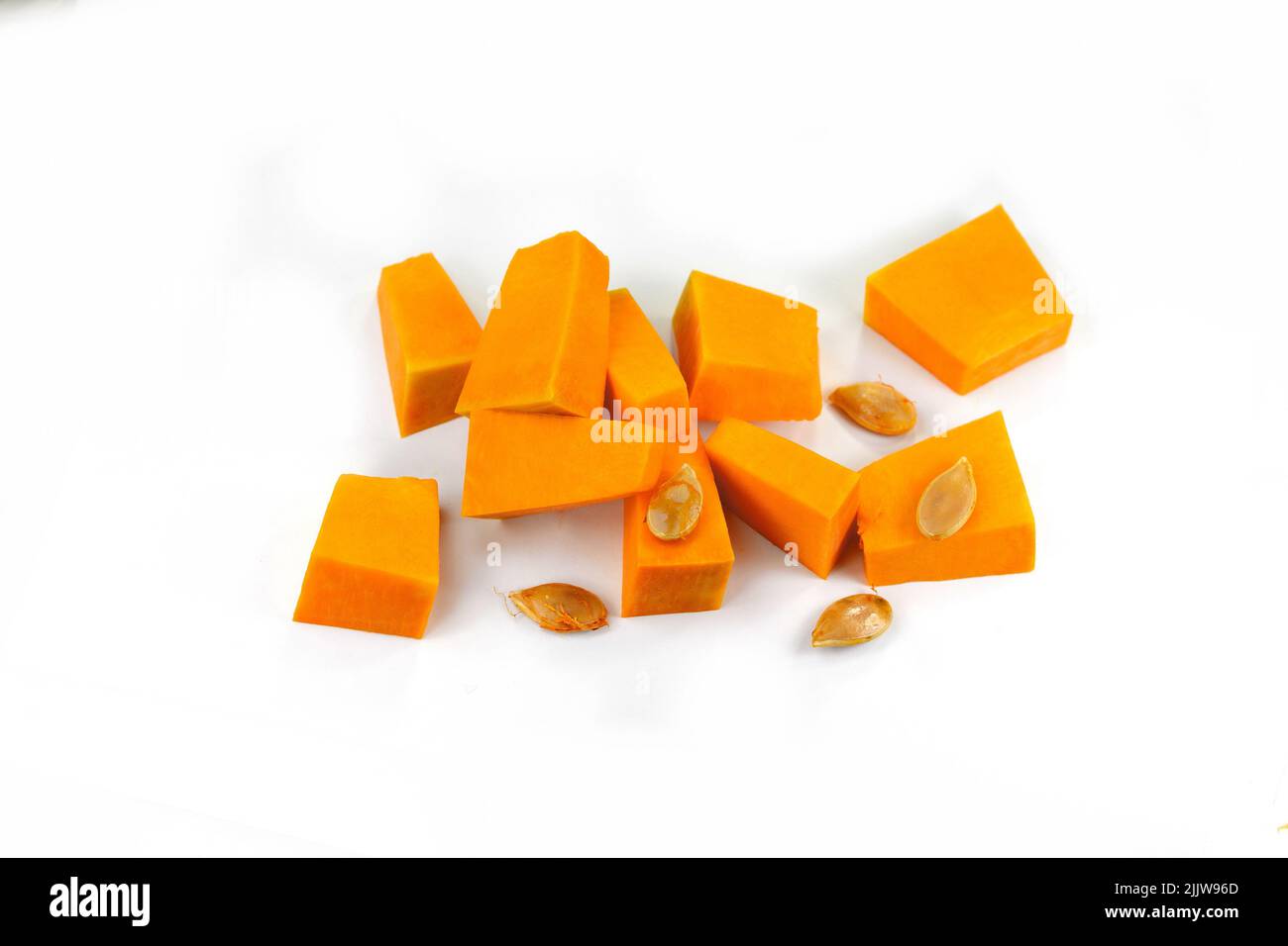 Pieces of pumpkin isolated on white background. Pumpkin seed. Pumpkin ...