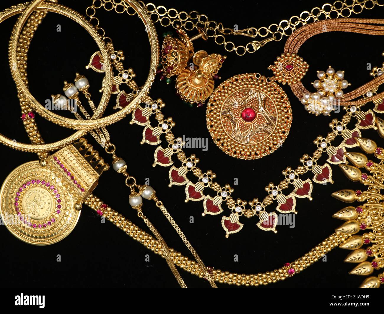 antique collection of vintage gold ornaments and jewelry for women used ...