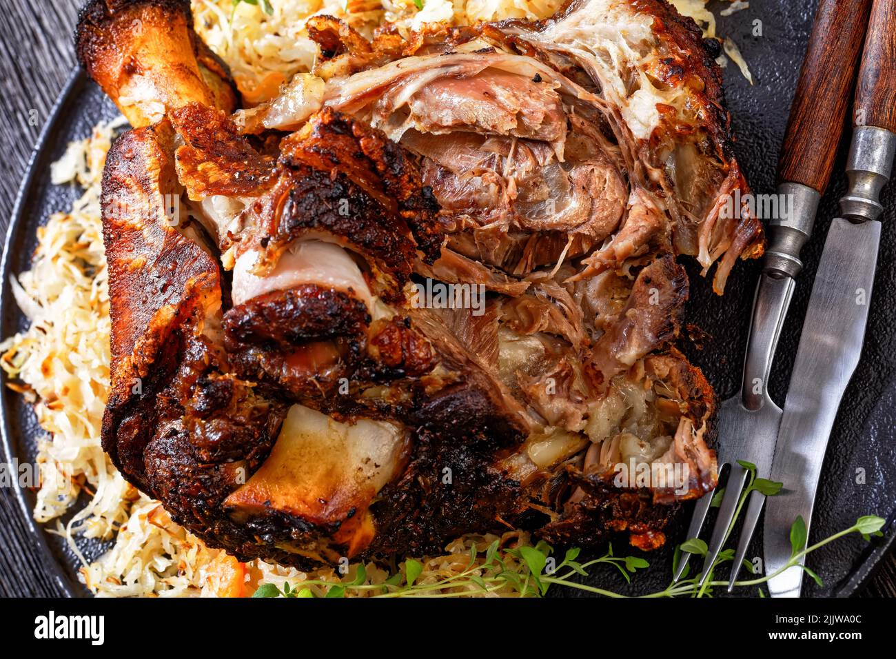 Crispy German Pork Knuckle, roast ham hock, Schweinshaxe, with ...