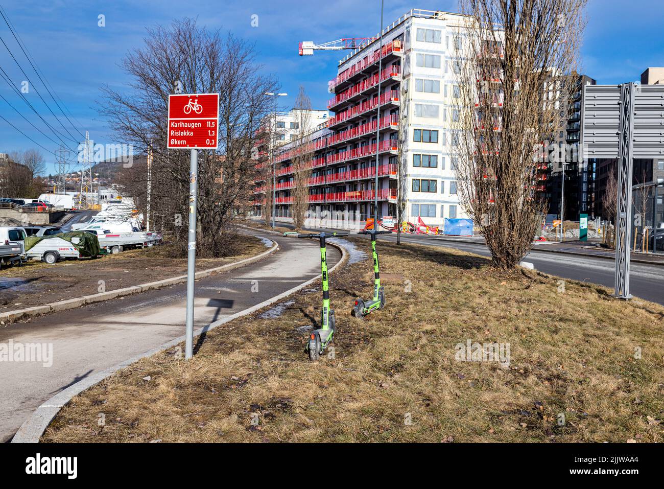 Urban Ulven Okern new buildings crane Oslo Norway Stock Photo - Alamy