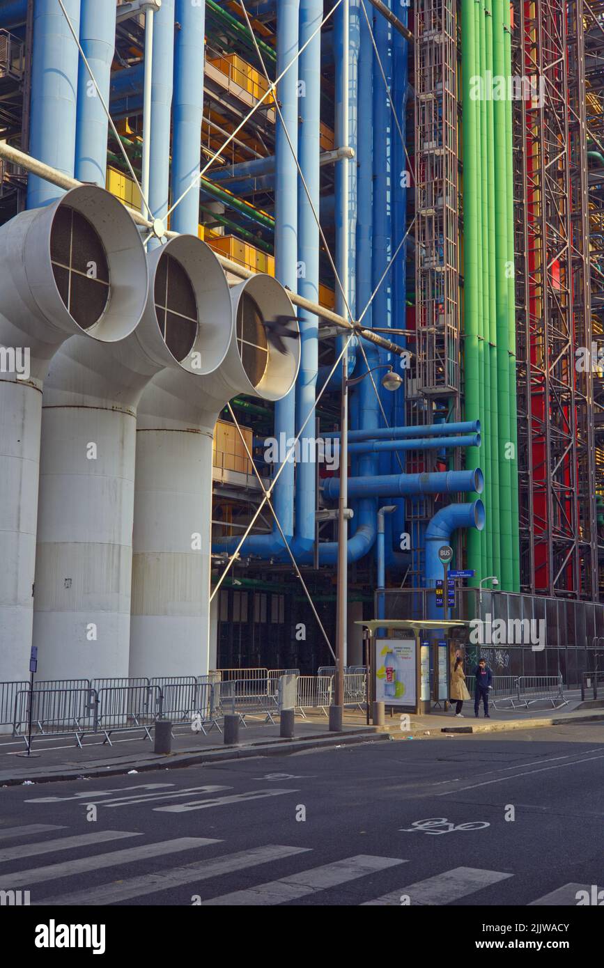 The Backview of the Center Pompidou in the art district of Paris one of ...