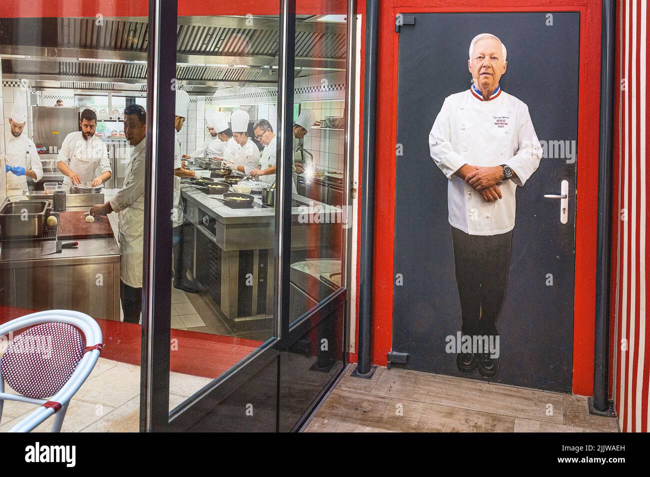 The starred-chef Georges Blanc watches on his team of the Ancienne ...