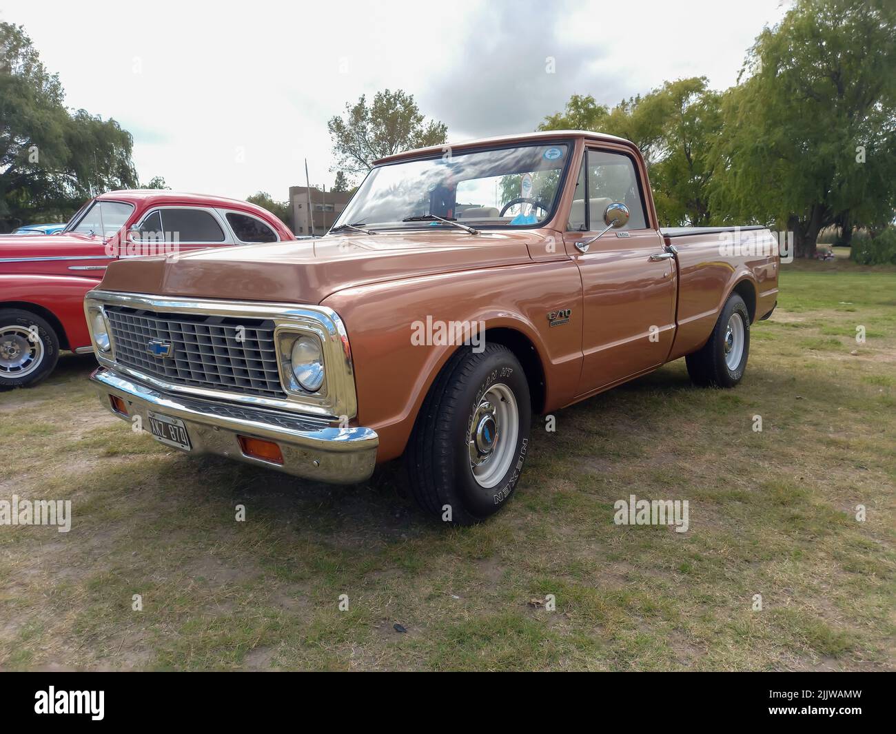 Old beige Chevrolet Chevy C10 Deluxe Brava pickup truck 1971. Green ...