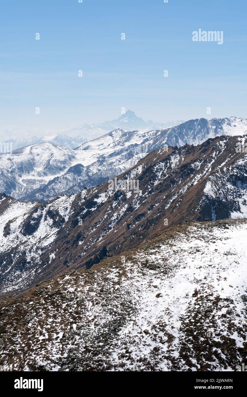 A beautiful view of the Monviso, the highest mountain of the Cottian ...