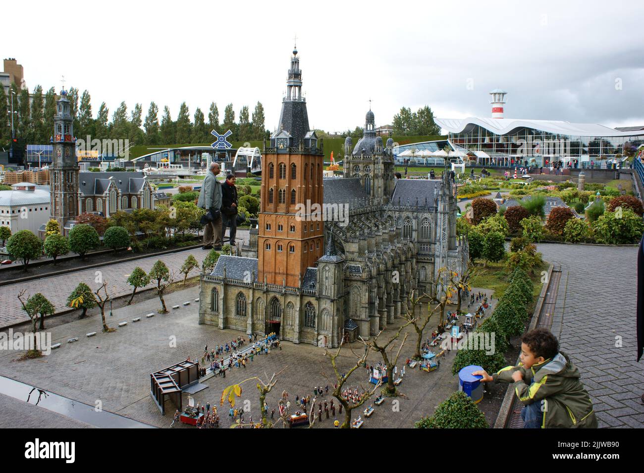 A group of people enjoying the famous Madurodam miniatures park in Den ...