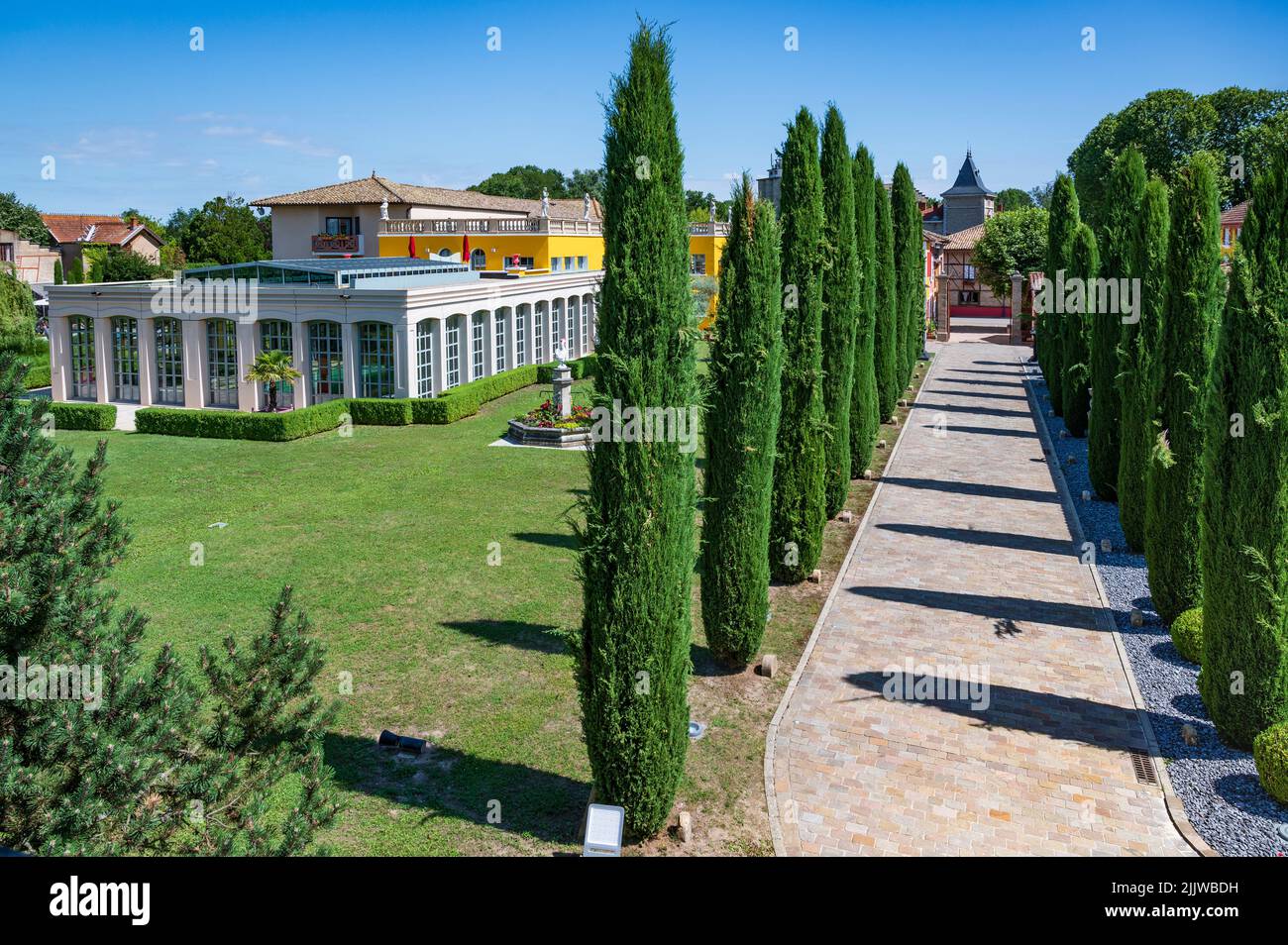 View from the pigeon tower of the Parc du Pigeonnier in Georges Blanc's ...