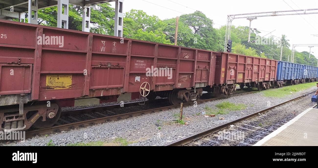An Indian Freight or Goods Train carrying coal. Coal is the main source ...