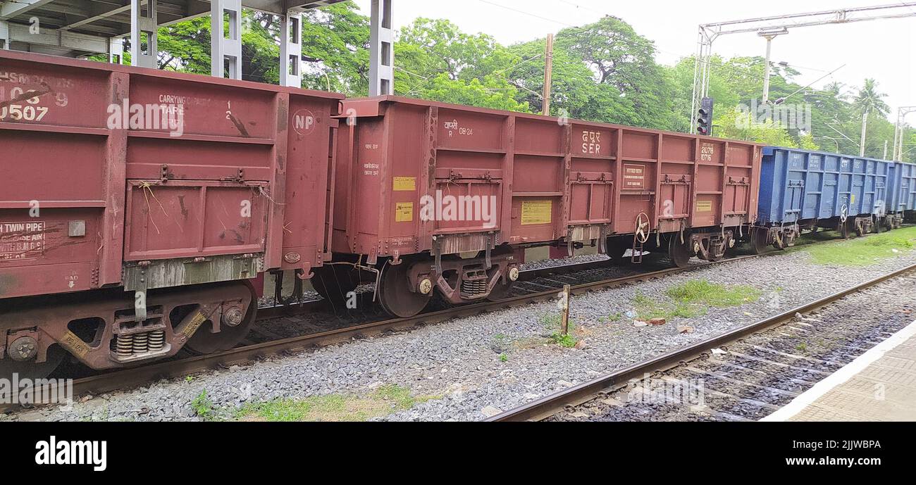 An Indian Freight or Goods Train carrying coal. Coal is the main source ...