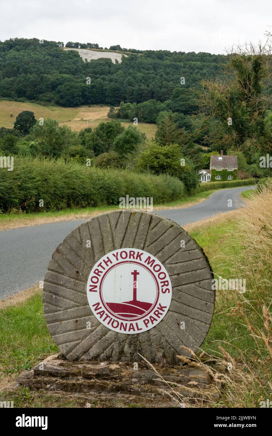 Sign indicating boundary of North York Moors National Park, near the ...