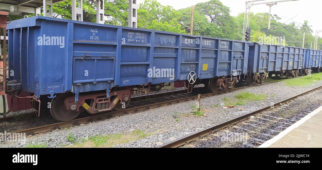 An Indian Freight or Goods Train carrying coal. Coal is the main source ...