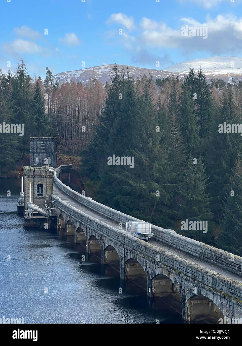 A vertical shot of the Laggan Dam on the River Spean in the Scottish ...