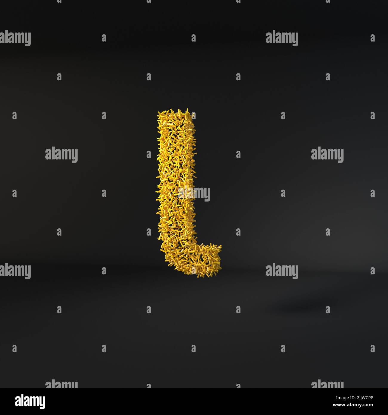Scattered yellow letter isolated over a black background Stock Photo ...