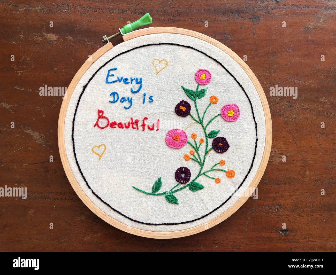 Every day is beautiful hand embroidery design Stock Photo - Alamy