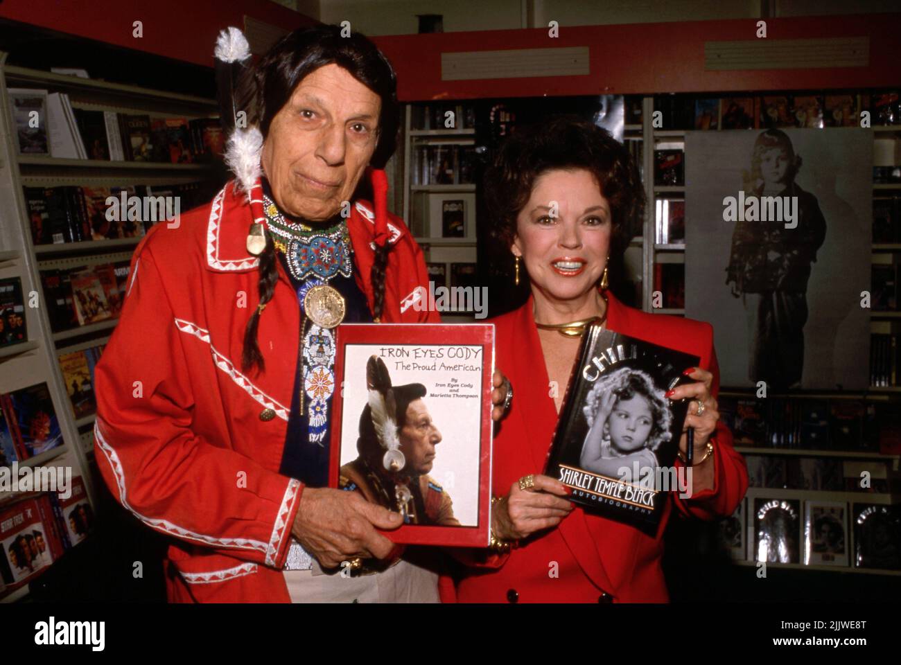 Shirley Temple Black with Iron Eyes Cody at her book signing at Vroman ...