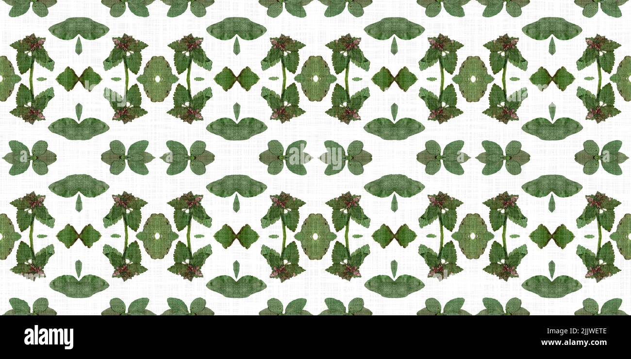 Foliage kaleidoscope seamless border pattern. Trendy optic fresh design ...