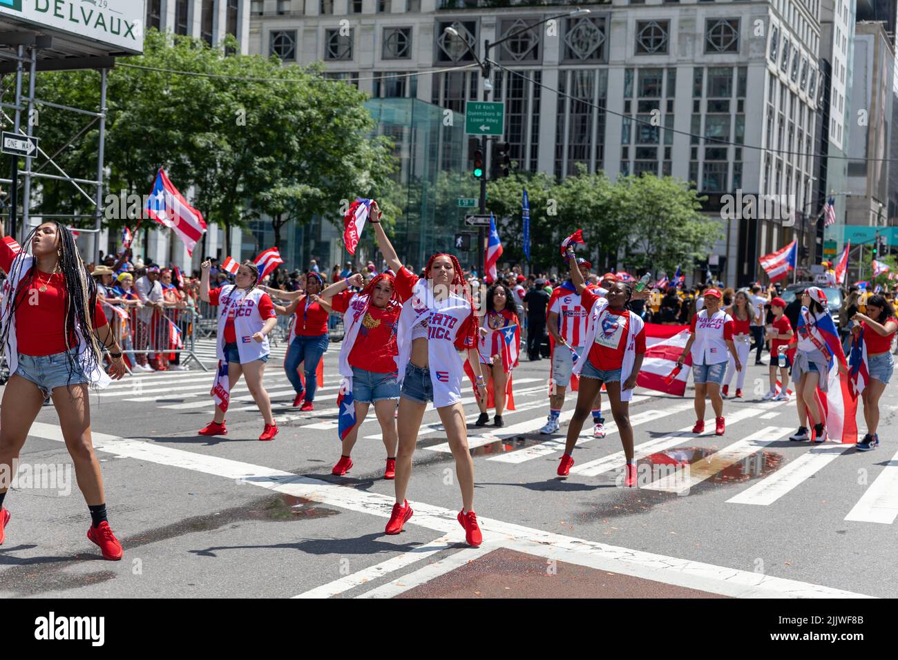 The large crowd celebrating Puerto Rican Day Parade 2022 on the streets ...