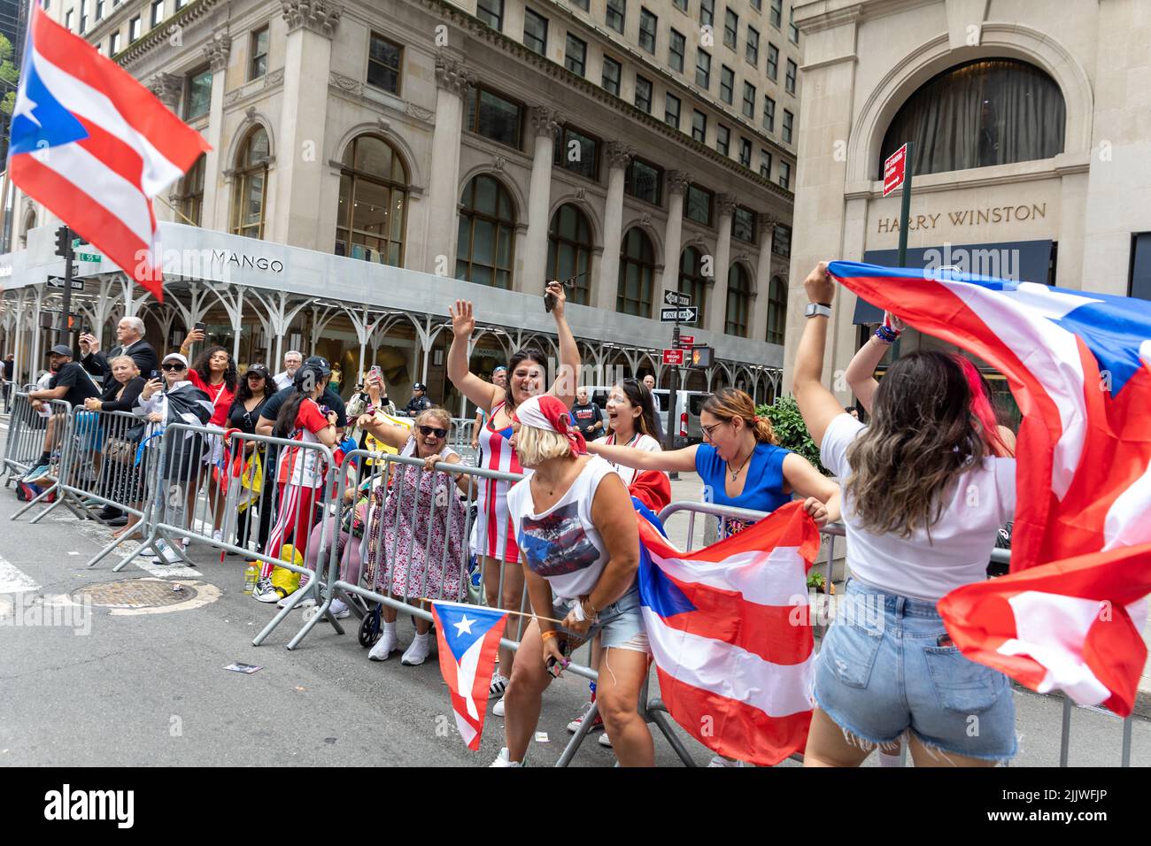 The large crowd celebrating Puerto Rican Day Parade 2022 on the streets ...