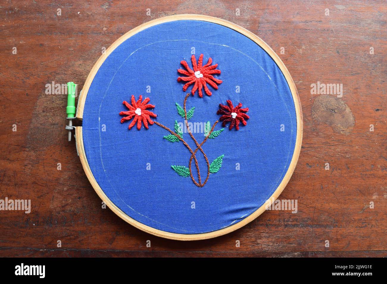 single cast on flowers embroidery Stock Photo - Alamy