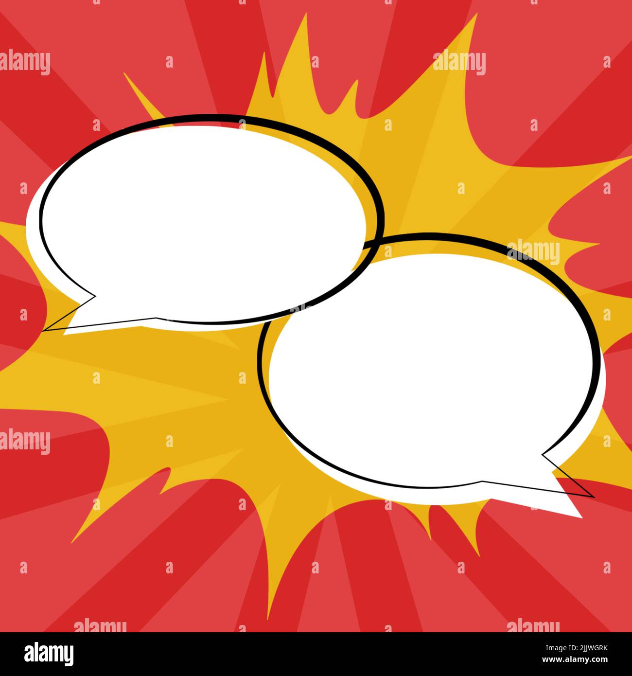 Pair Of Speech Bubbles In Oval Shape With Copy Space On Explosive Frame ...