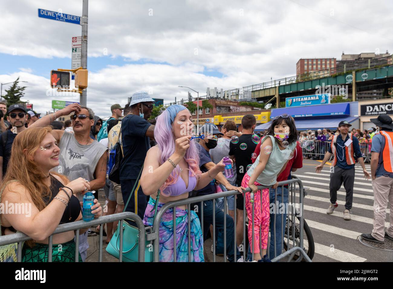 The large crowds of people in the streets of Brooklyn celebrating 40th ...