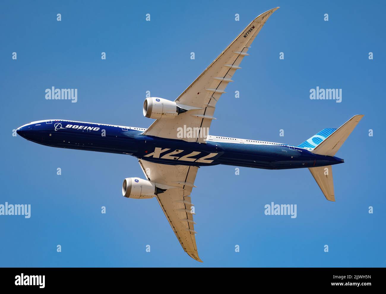 Boeing 777-9 (777X) in-flight Stock Photo - Alamy
