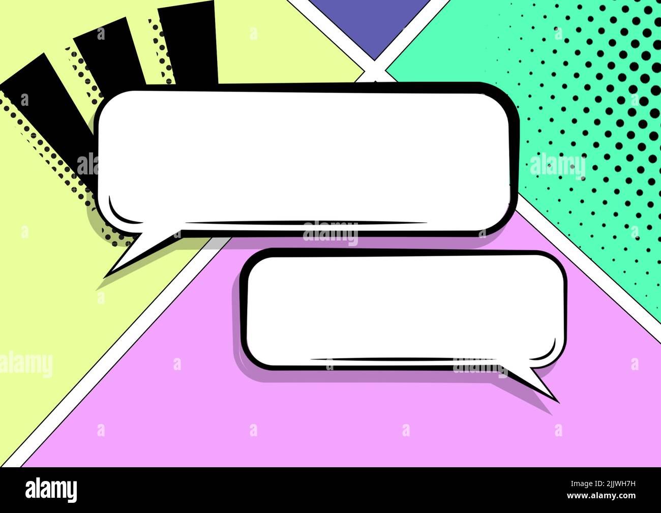 Pair Of Blank Speech Bubbles Of Rectangular Shape With Copy Space Over ...