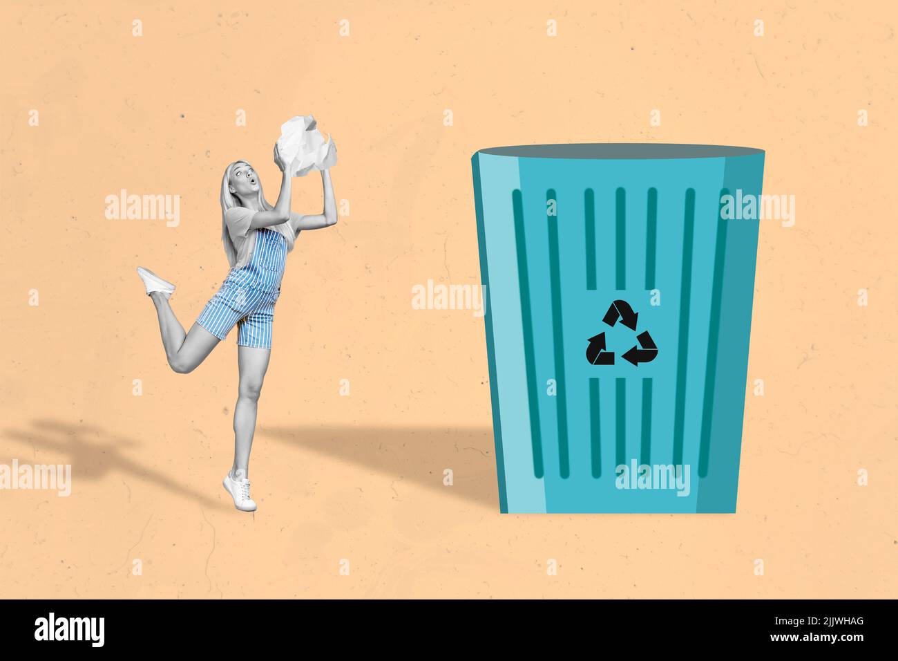 Photo cartoon comics sketch picture of funny lady throwing paper ball ...