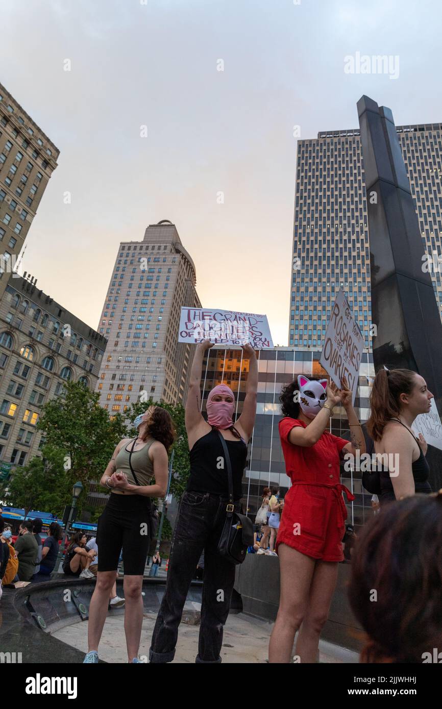 The protesters marching in Foley Square Park after Supreme Court ...