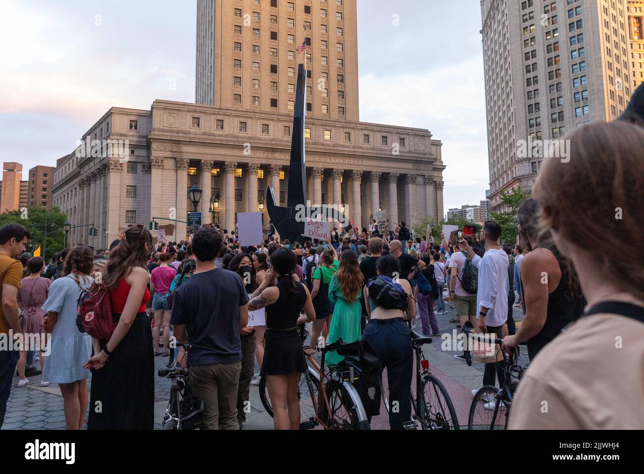 The protesters marching in Foley Square Park after Supreme Court ...