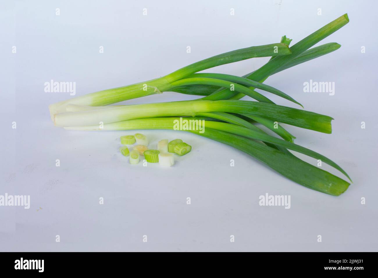 raw organic leek and leek slice isolated on white background Stock ...