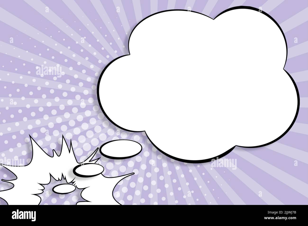 Blank Cloud Thought Bubble And Explosive Frame With Copy Space Colorful ...