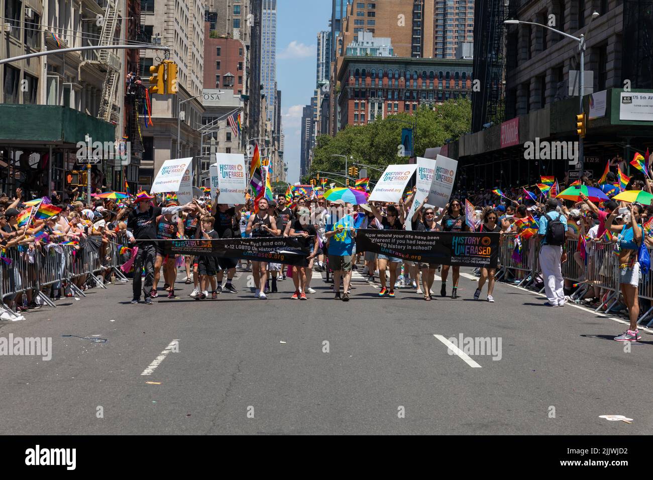 Cheerful people walking on the pride parade in New York City on June 26th, 2022 Stock Photo - Alamy