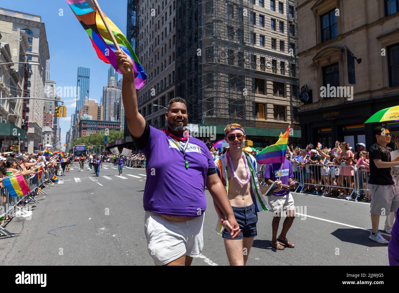 Cheerful people walking on the pride parade in New York City on June 26th, 2022 Stock Photo - Alamy