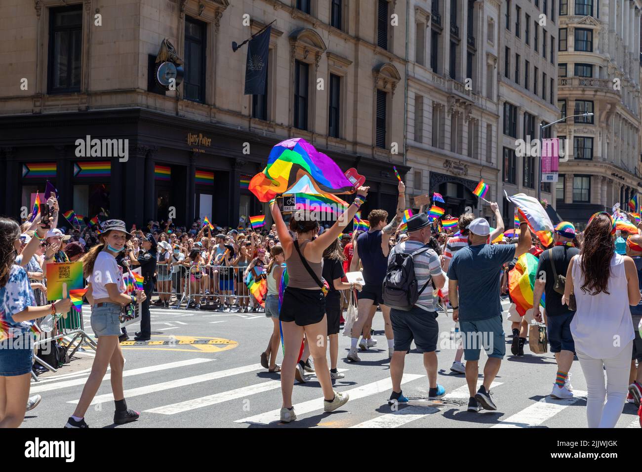Cheerful people walking on the pride parade in New York City on June 26th, 2022 Stock Photo - Alamy