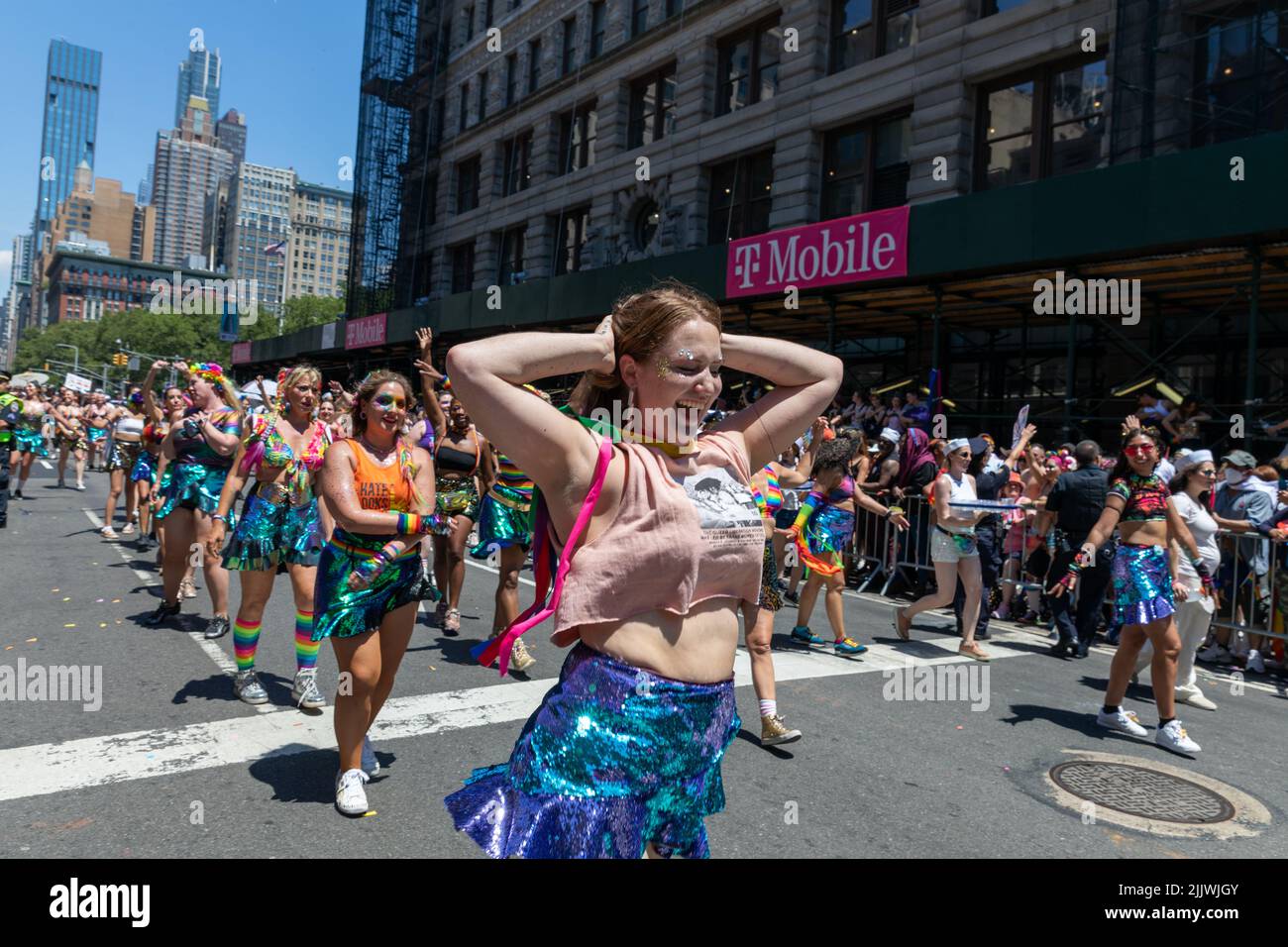 Cheerful people walking on the pride parade in New York City on June 26th, 2022 Stock Photo - Alamy