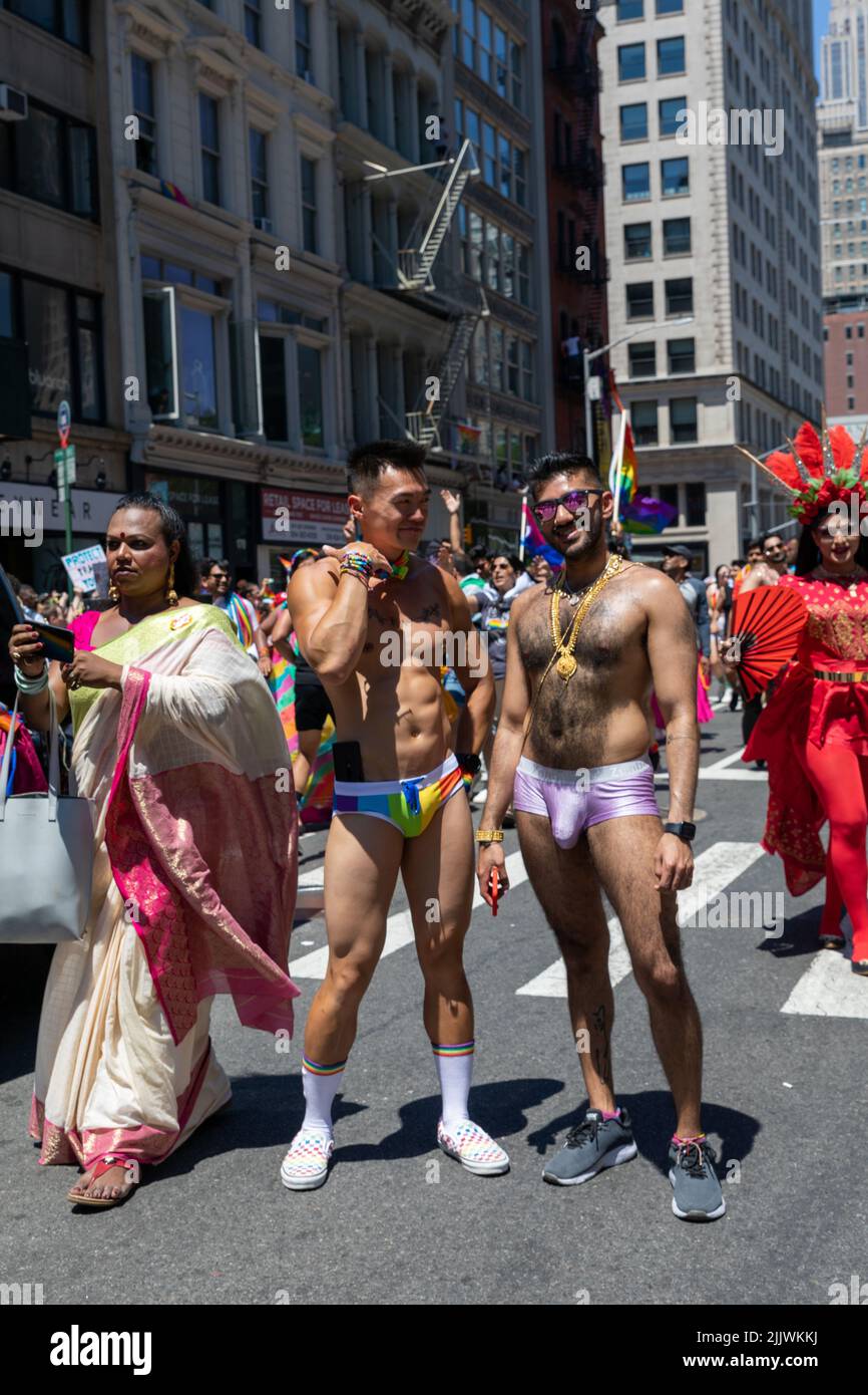 Cheerful people walking on the pride parade in New York City on June 26th, 2022 Stock Photo - Alamy