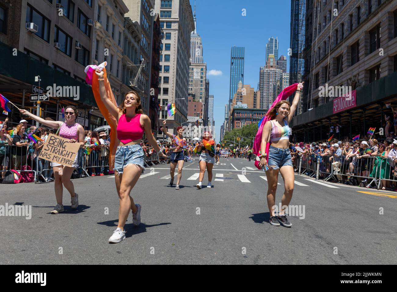 Cheerful people walking on the pride parade in New York City on June 26th, 2022 Stock Photo - Alamy