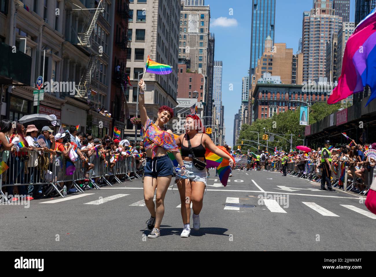 Cheerful people walking on the pride parade in New York City on June 26th, 2022 Stock Photo - Alamy