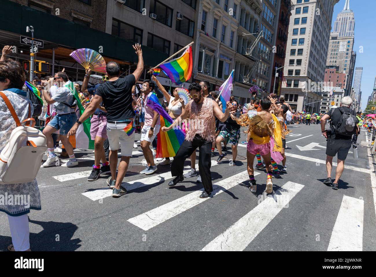 Cheerful people walking on the pride parade in New York City on June 26th, 2022 Stock Photo - Alamy