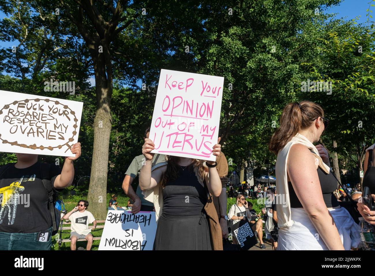 Protest for women's rights in Washington square park, New York ...