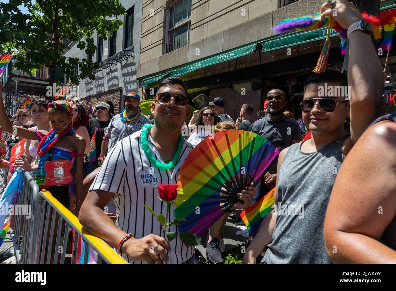 Cheerful people walking on the pride parade in New York City on June 26th, 2022 Stock Photo - Alamy
