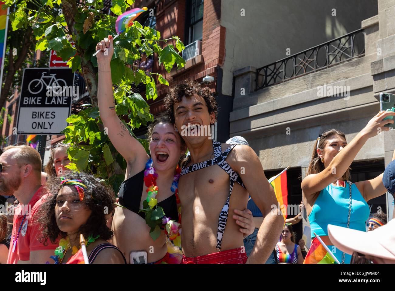 Cheerful people walking on the pride parade in New York City on June 26th, 2022 Stock Photo - Alamy