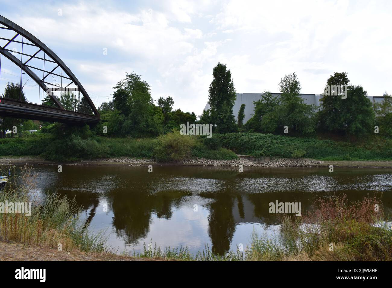 old railroad bridge built from stone and iron Stock Photo - Alamy