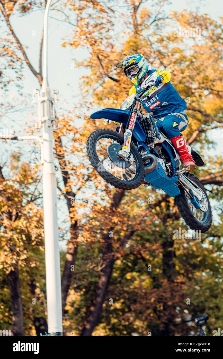 The extreme moto racing in Sibiu city, Romania Stock Photo - Alamy