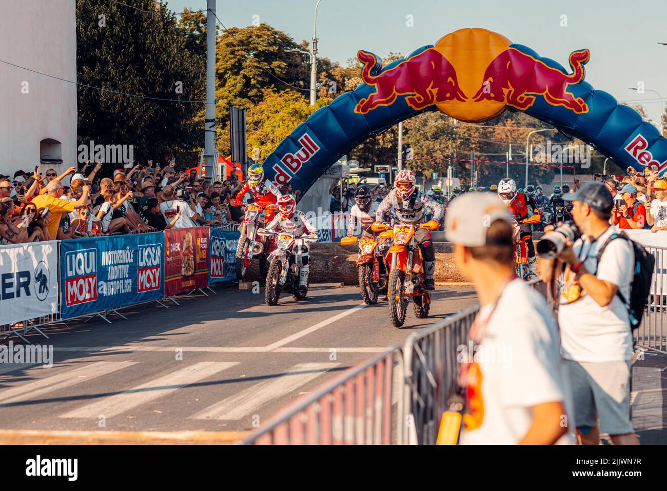The Red Bull Romaniacs annual race in downtown Sibiu in Romania Stock ...