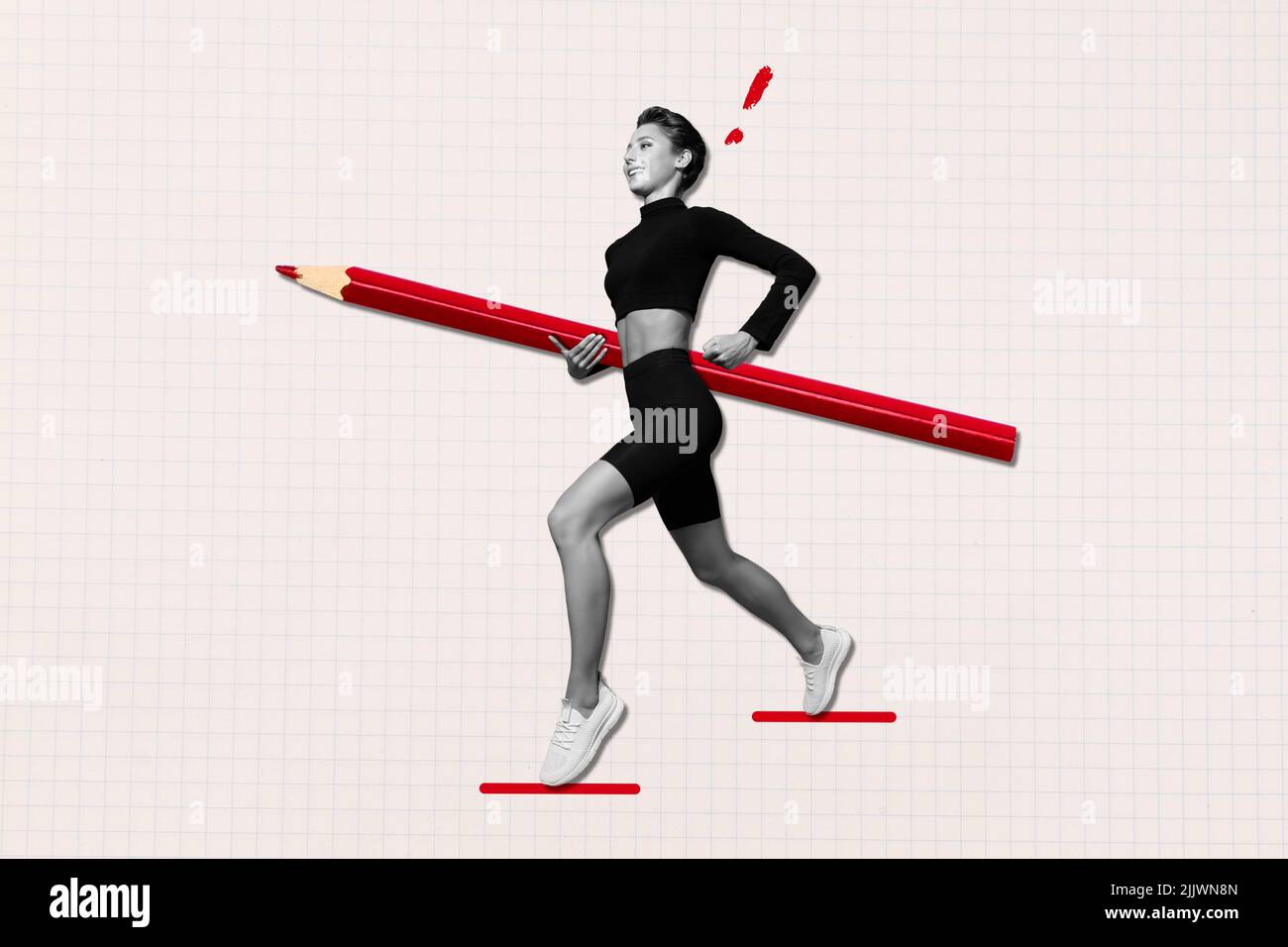 Poster collage of fit schoolgirl preparing school staff discount hold ...