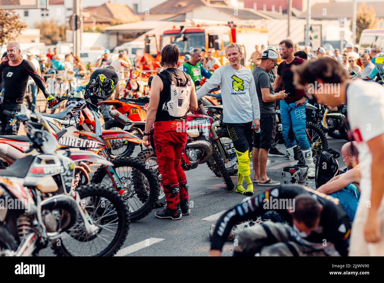 The racers in the street at Red Bull Romaniacs annual race Stock Photo ...