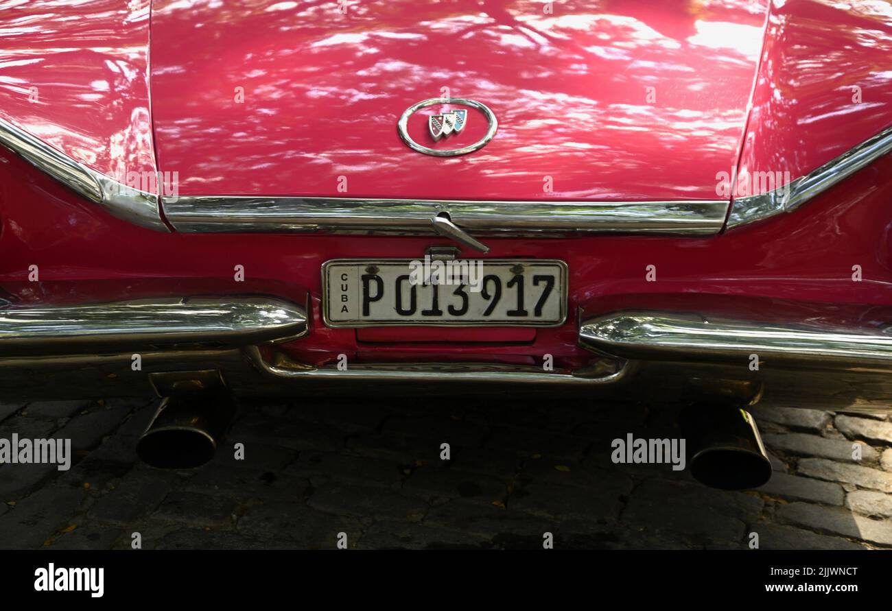 Vintage fuchsia pink 1956 Buick Le Sabre antique car with polished ...