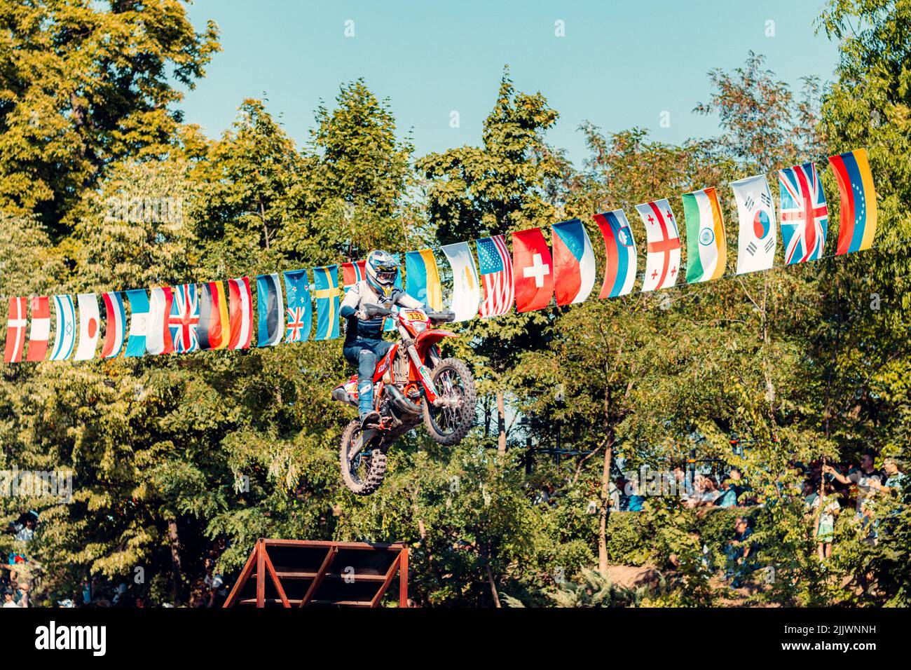 The Red Bull Romaniacs annual race in downtown Sibiu in Romania Stock ...